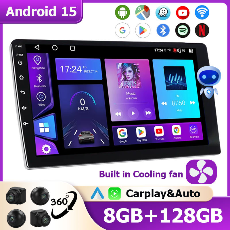 [Built in Cooling Fan Android 15] Android Car Stereo with 360 Camera ...