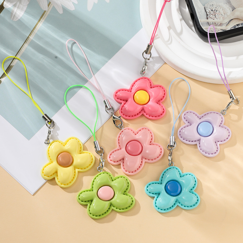 St. kunkka Colorful Resin Flower Keychain Bead Chain School Bag Cute ...