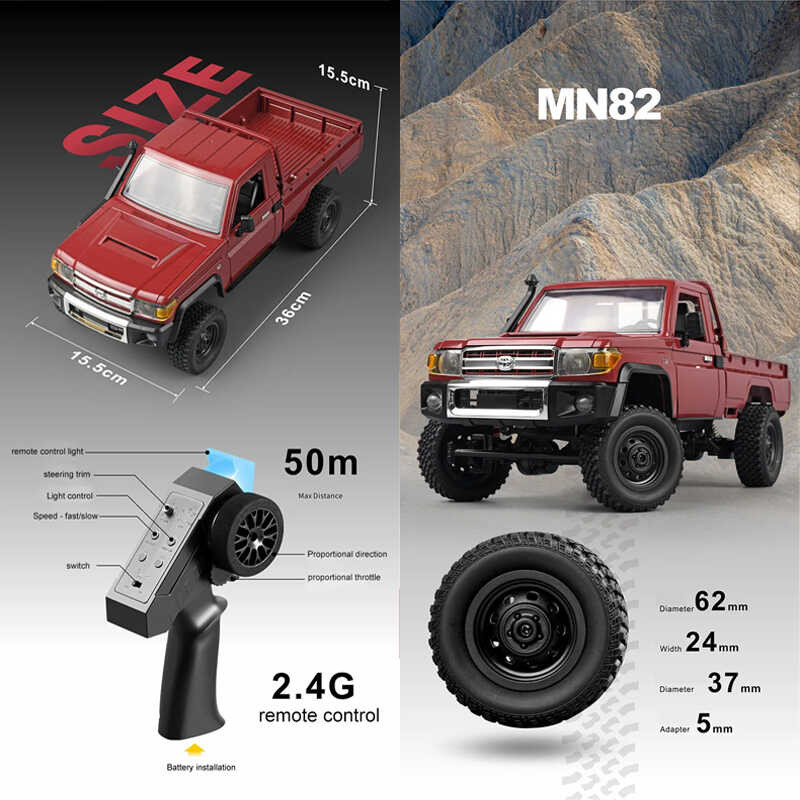 Mn82 Mn Retro Full-Scale RC Off-Road Vehicle 1:12 Toyota Land Patrol ...