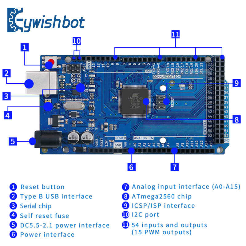 Arduino For ATMEGA2560-16AU MEGA 2560 R3 CH340G AVR USB Development ...
