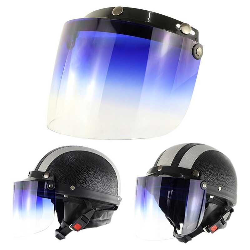 Motorcycle Helmet Visors Bubble Mirror Three Button Type Retro Open ...