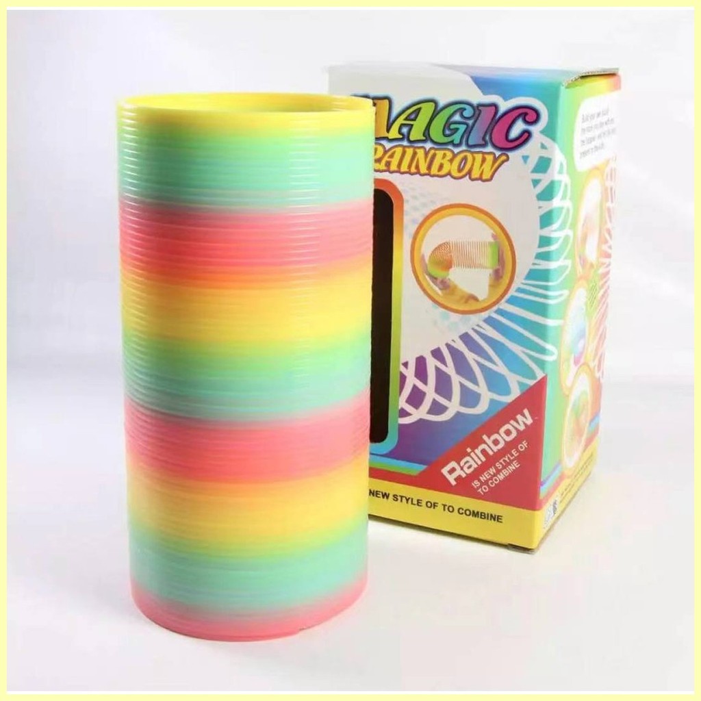 ♈ ♞,♘Large Magic Plastic Slinky Rainbow Spring 8.7*9cm Colorful Funny ...