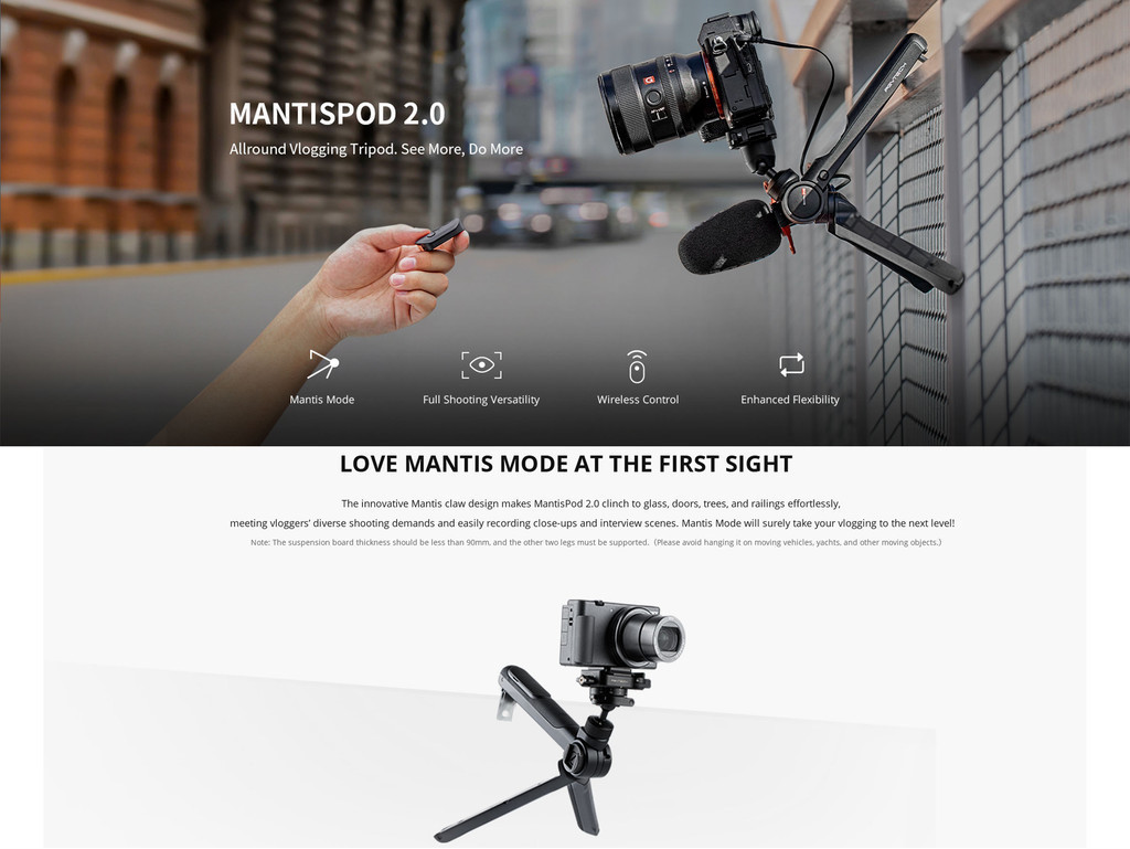 PGYTECH MANTISPOD 2.0 Bluetooth Mini Camera Cell Phone VlogTripod 6 ...