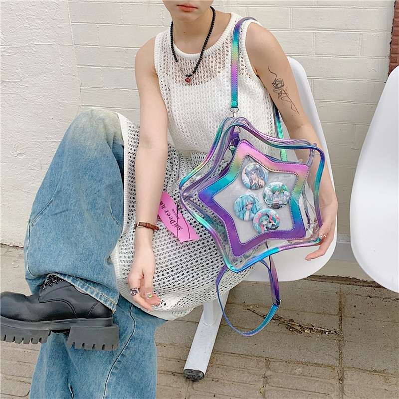 2025 New Spicy Girl Pentagram Korean Personalized Transparent Laser ...