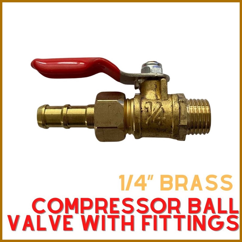 AIR COCK/BRASS BALL VALVE/COMPRESSOR BALL VALVE 1/4 with Fittings ...
