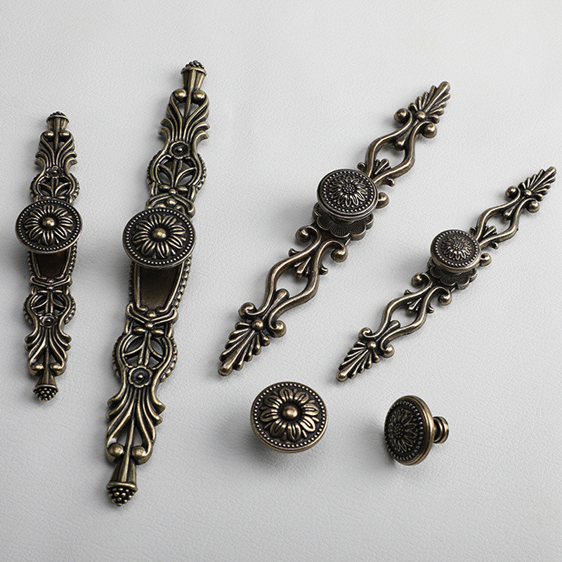 Bronze Drawer Handle European Carved Antique Cabinet Handle Wardrobe ...