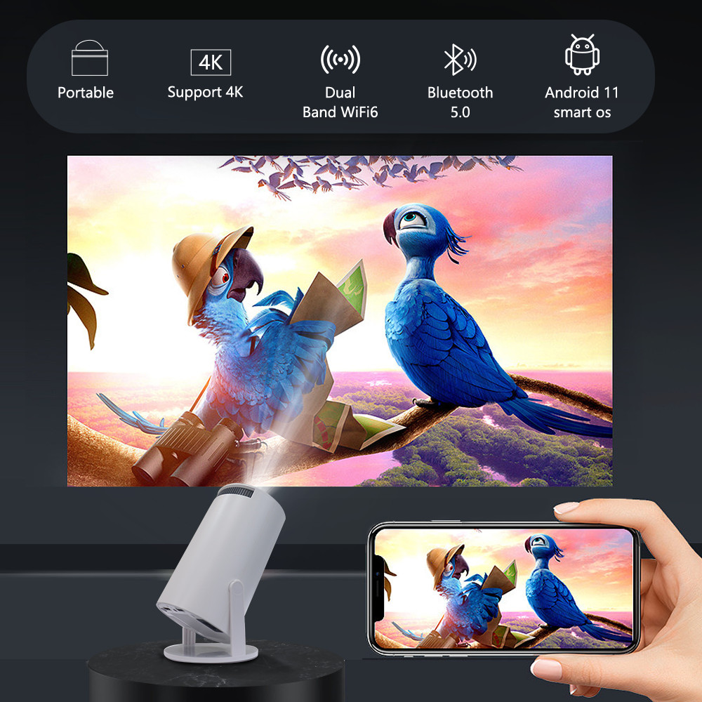 New Mini HY300 4K Android 11 Projector Dual Wifi6 200ANSI Allwinner ...