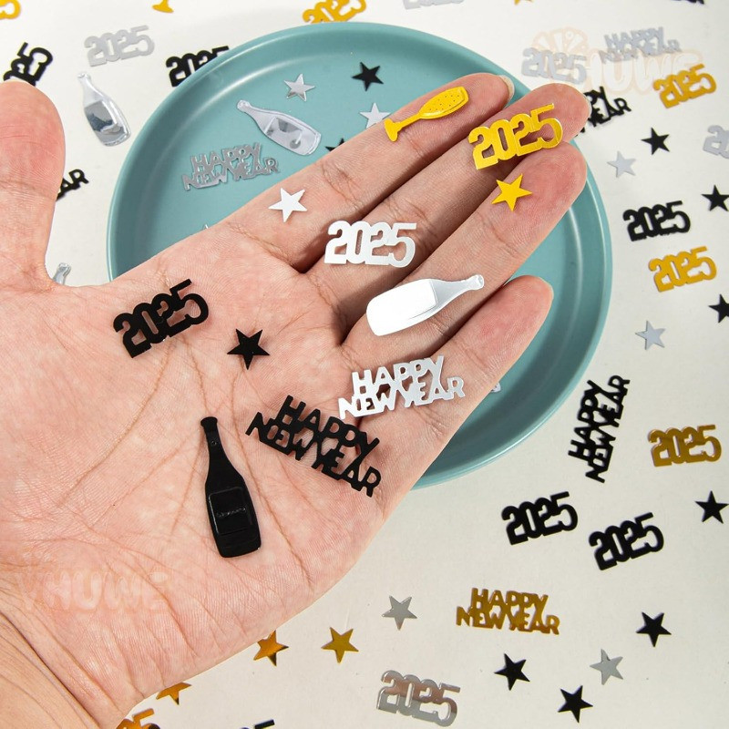 2025 New Years Confetti, Shinny Metallic 2025 Happy New Year Stars ...