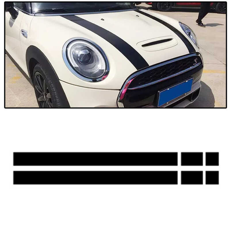 LY 2X New Car Exterior Bonnet Stripes Hood Sticker Cover Vinyl Decal ...