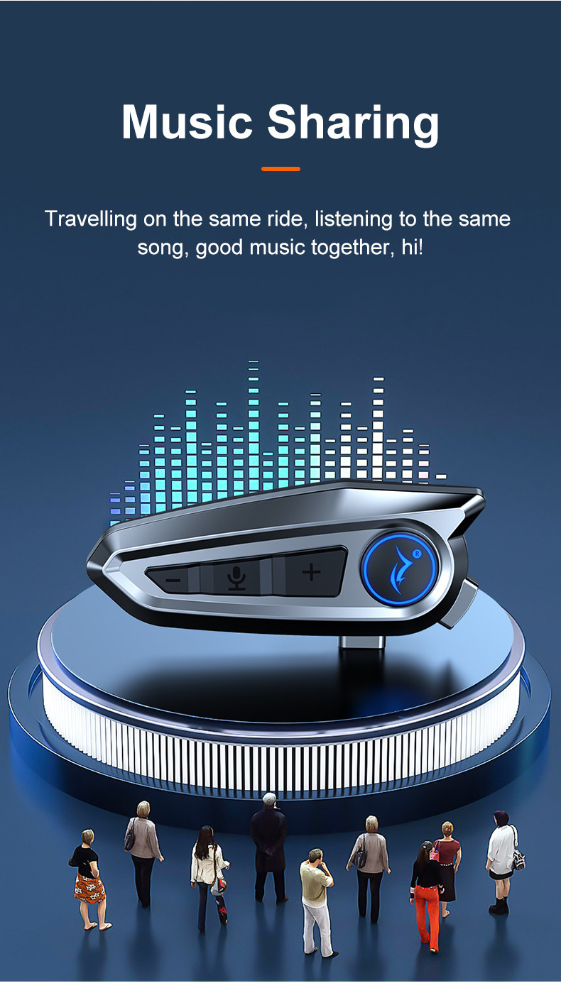 Blaise V8S Motorcycle Helmet Intercom Headset 500M Helmet Bluetooth ...