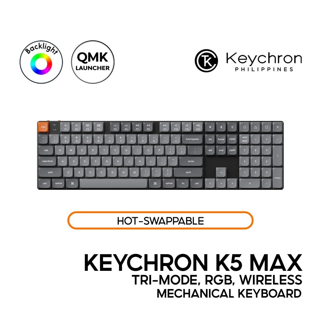 Keychron K5 Max QMK Mechanical Full, Tri-mode, RGB, Gateron Low Profile ...