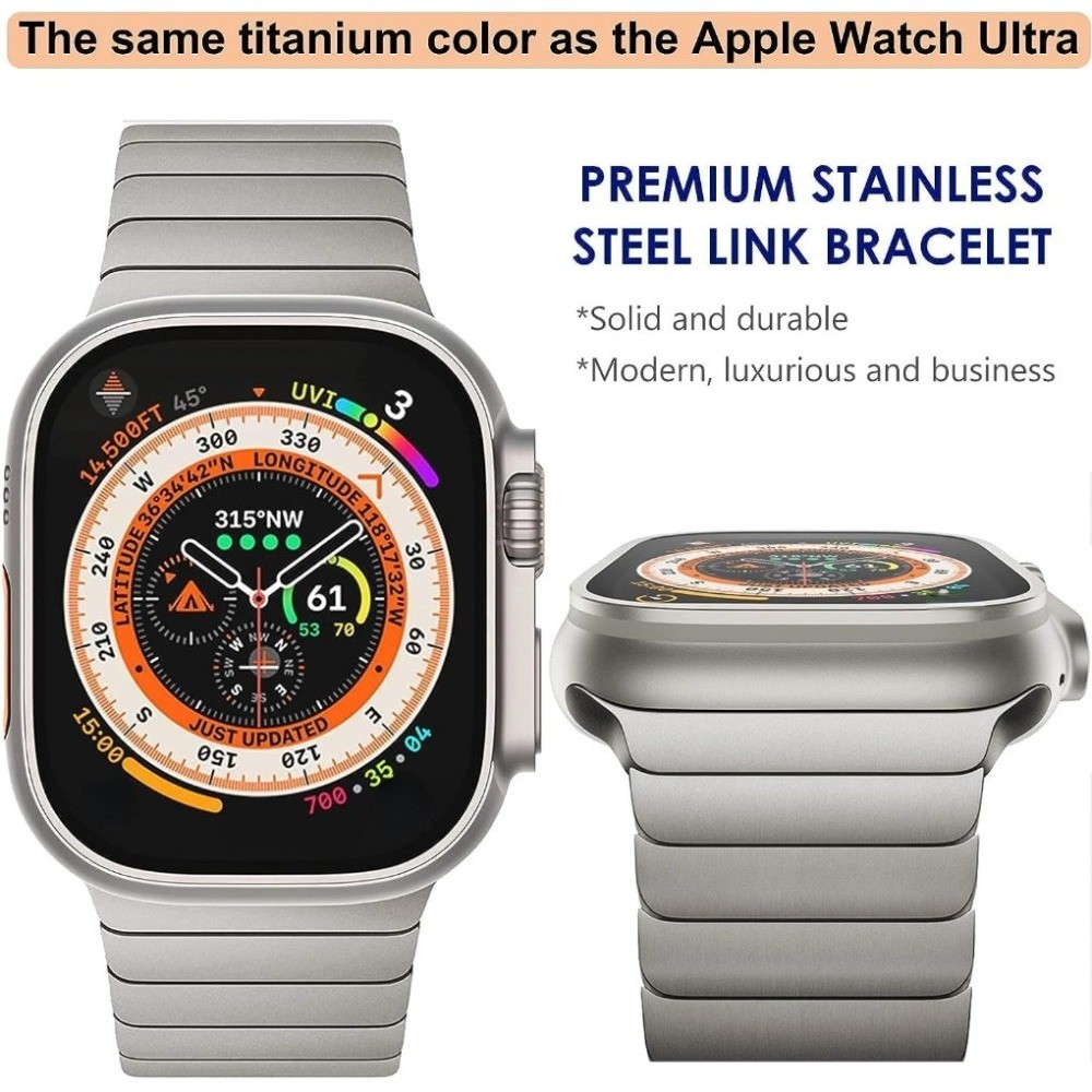Titanium color Stainless Steel Strap For iwatch Ultra2 49mm 10 46mm ...