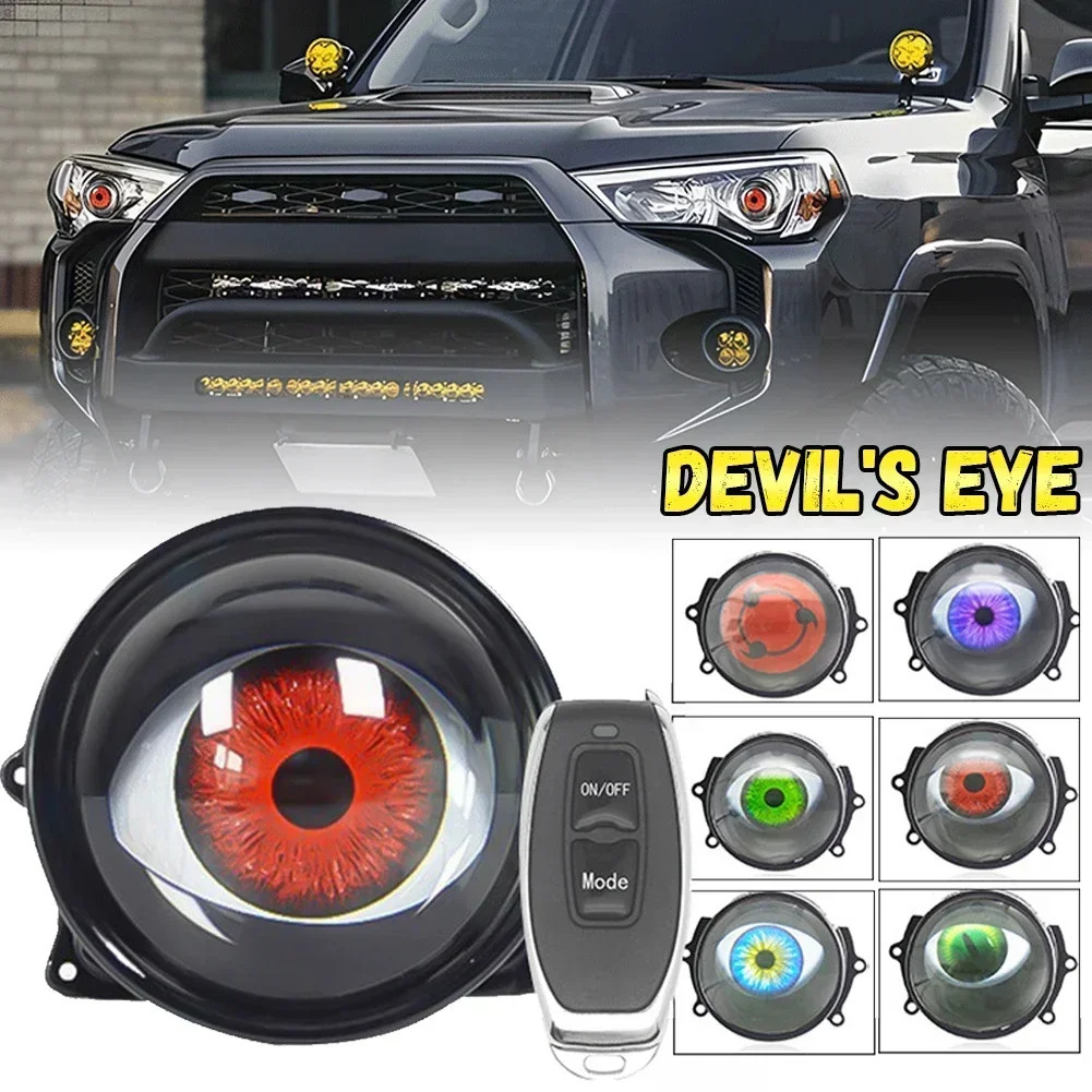 3 Inch 12V LED Devil Eye Car Dynamic Lights with Remote Control Eyes ...