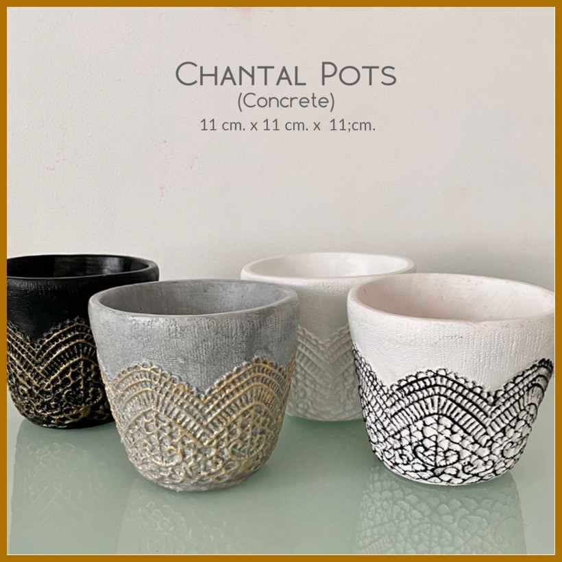 CHANTAL POT - Concrete Pot with Drain Hole, 4 inches tall | Shopee ...