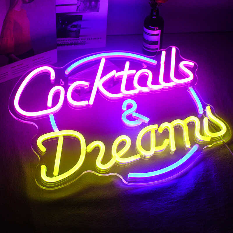 Sign Led Tails Neon Signs Wall Decor With USB Powered For Party Beer ...