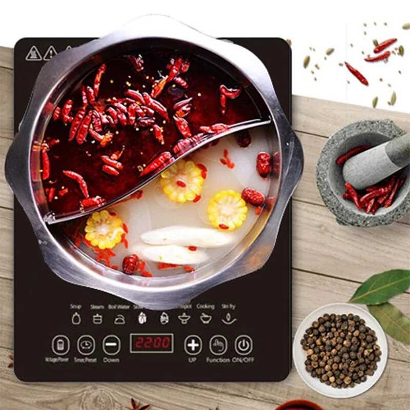 2200W Desktop 220V Black Microcrystale Panel Induction Cooker Household ...