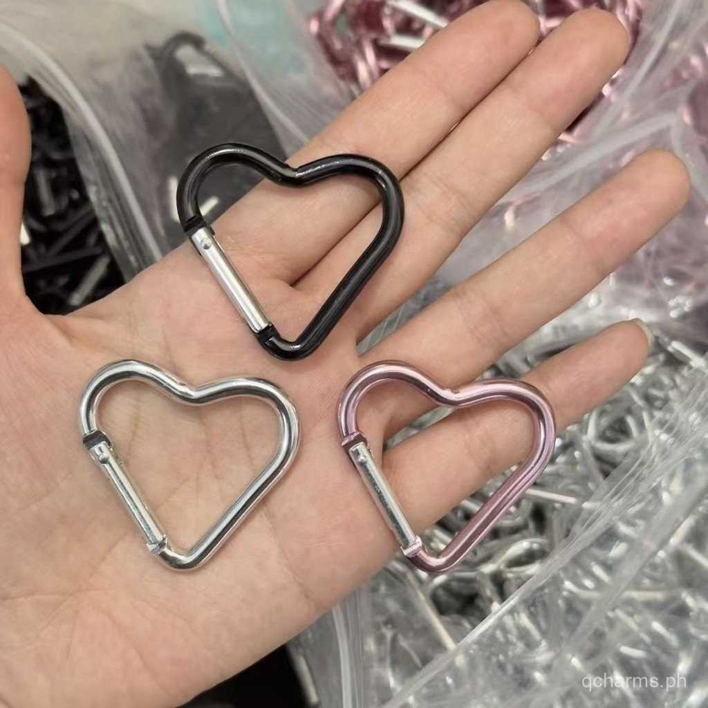 5pcs Aluminum Alloy Heart Shape Buckle Climbing Button Carabiner Spring ...