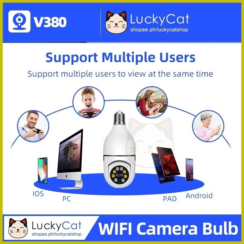 ♀ V380 Q16 HD 1080P Smart WIFI E27 Camera Bulb IP Camera Indoor/Outdoor ...