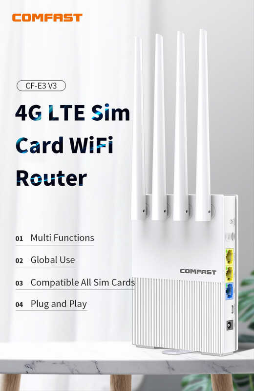 LTE 4G 300Mbps 2.4G Wifi Router Plug&Play Modem With SIM Card Slot ...