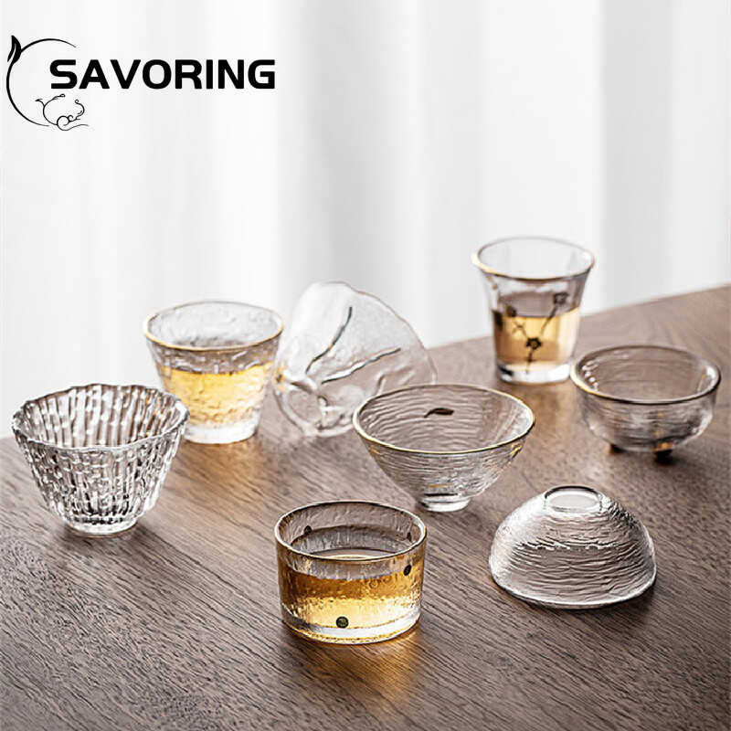 Japanese Style Hammered Glass Small Master Tea Cup Creative Heat ...