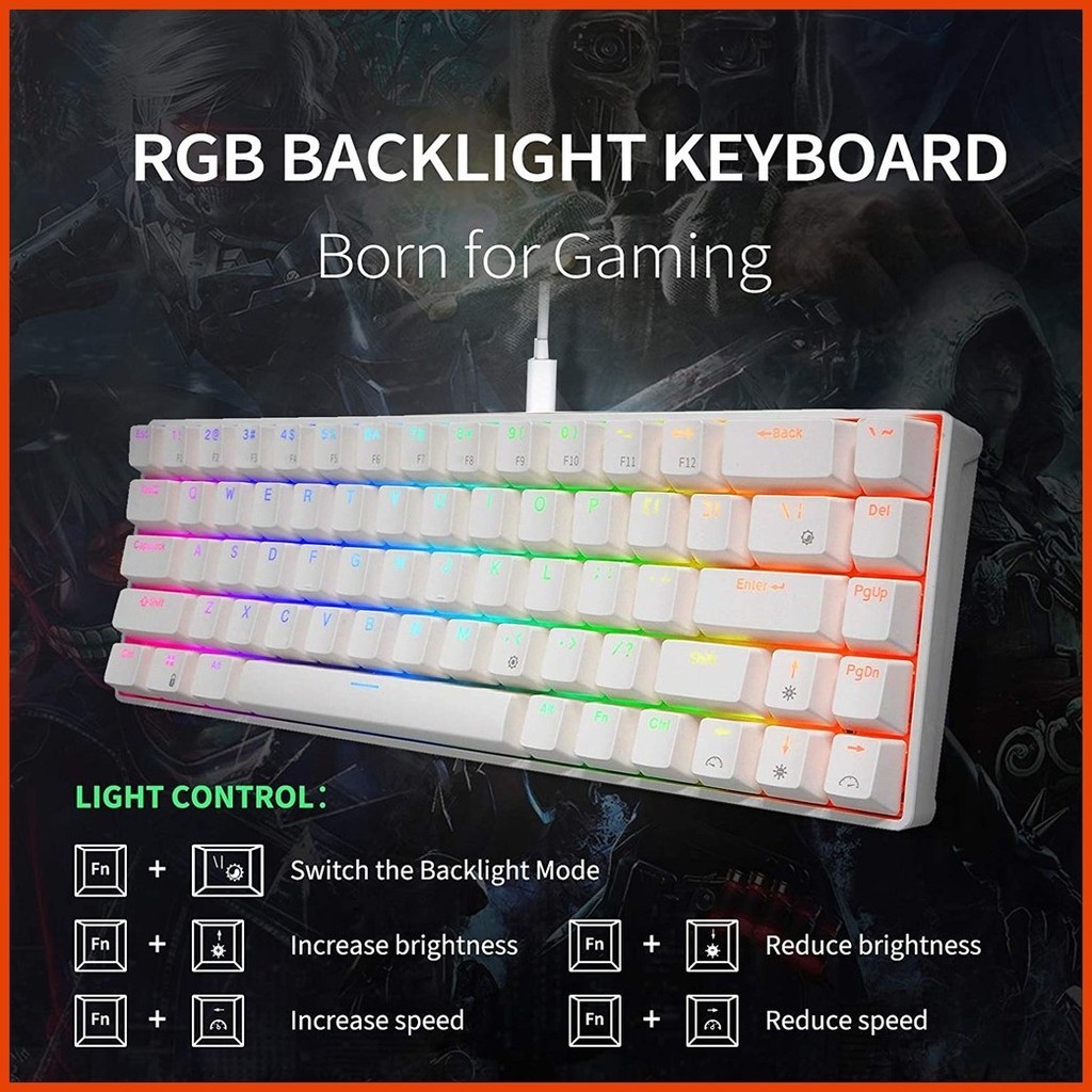 Royal Kludge RK G68 Mechanical Keyboard Wireless 65% Hot Swap RGB Three ...
