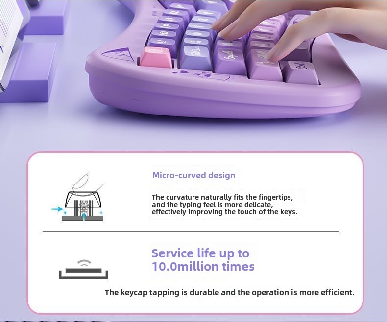 BOW K666 68% Alice Keyboard 3mode Wireless BT/2.4G Wired Ergonomics ...