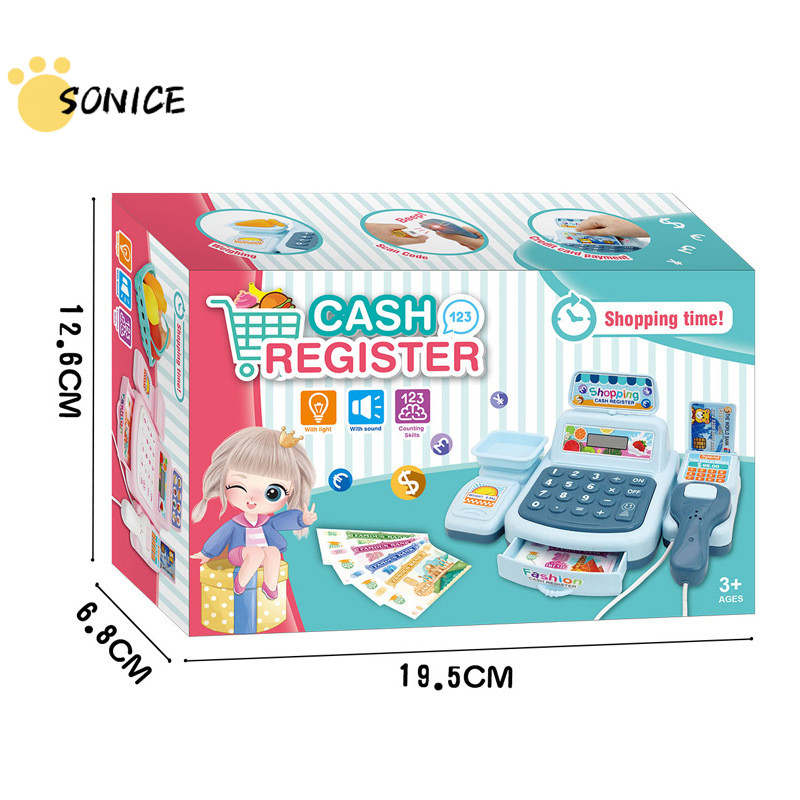 Cash Register Simulation Toy Pretend Play Set Supermarket Cashier ...