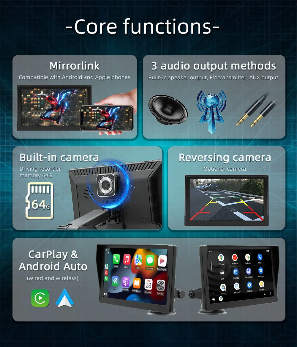 7 Inch Universal Automotive Multimedia Mp5 Stereo Carplay Auto ...