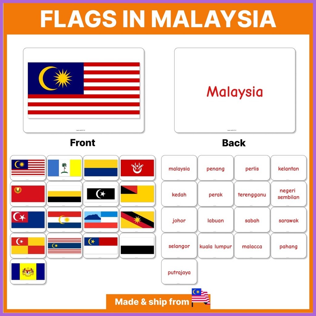 Flag Flash Card for Kids, States of World Flags, Asia Flags, Bendera ...