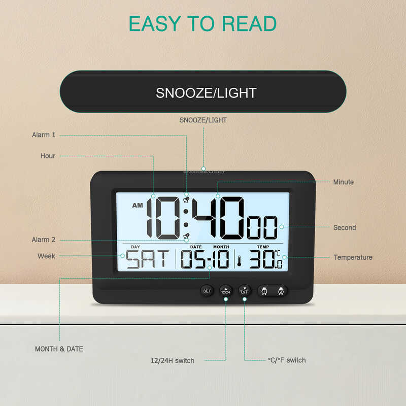 LCD ORIA Display Travel Alarm Small Digital Clock With Calendar ...