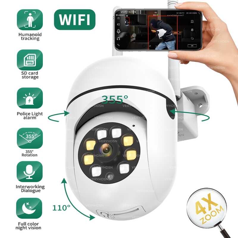 Wifi 3MP IP Outdoor Cameras Surveillance Video Human Detection 4X Digital Zoom CCTV Security ...