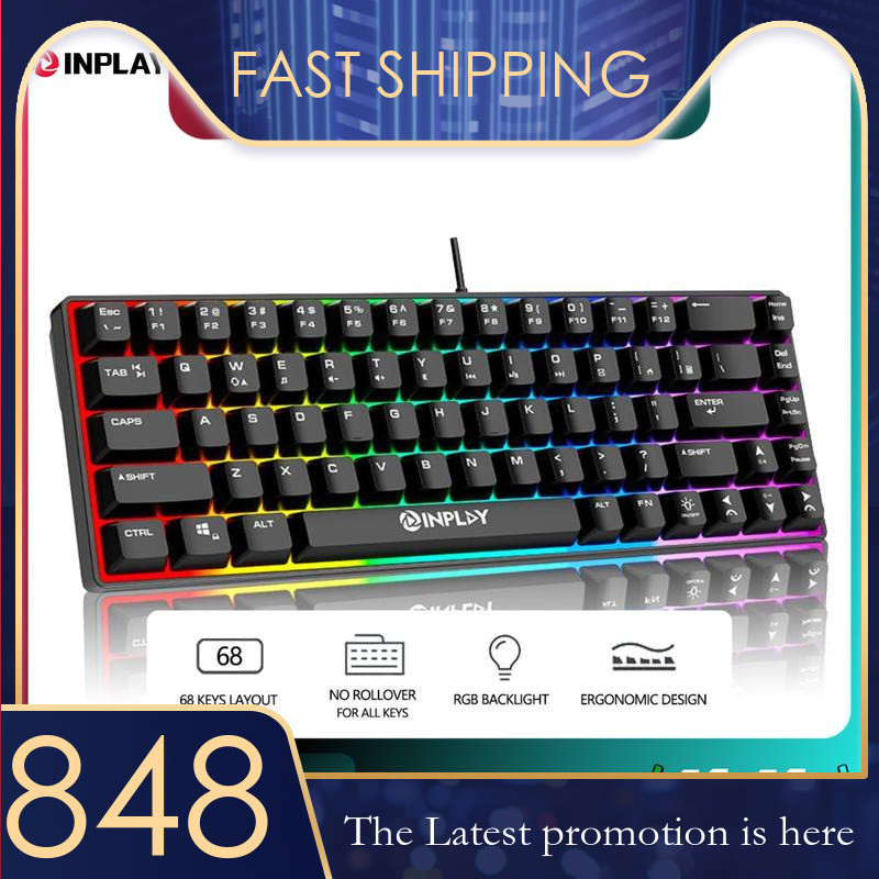Inplay 68/85 Key RGB Membrane Rainbow Light Waterproof Smooth Gaming ...