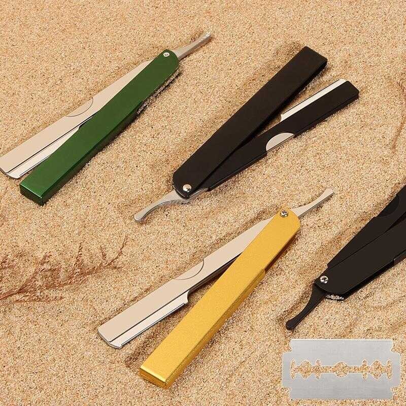 3 2024 2 New Stainless Steel Hair Razor Folding Retro Manual Shaving ...