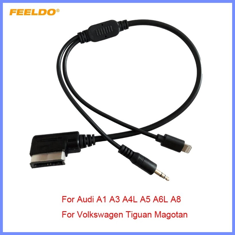 FEELDO Car AMI/MDI Interface To 3.5mm Male Audio AUX + Lightning Jack ...