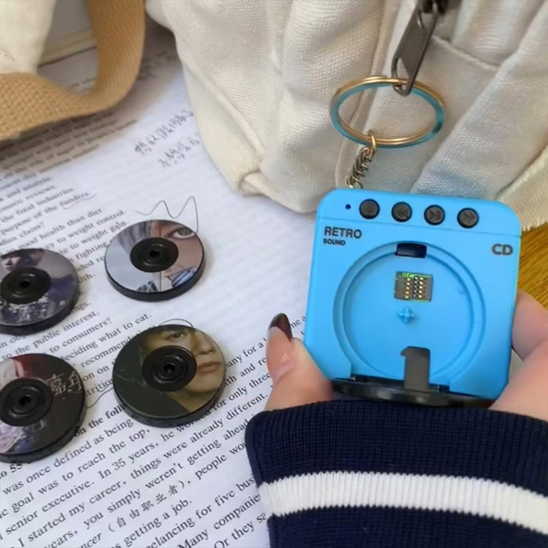 Colorful Tape Recorder Keychain Mini Record Player Keyring Creative ...