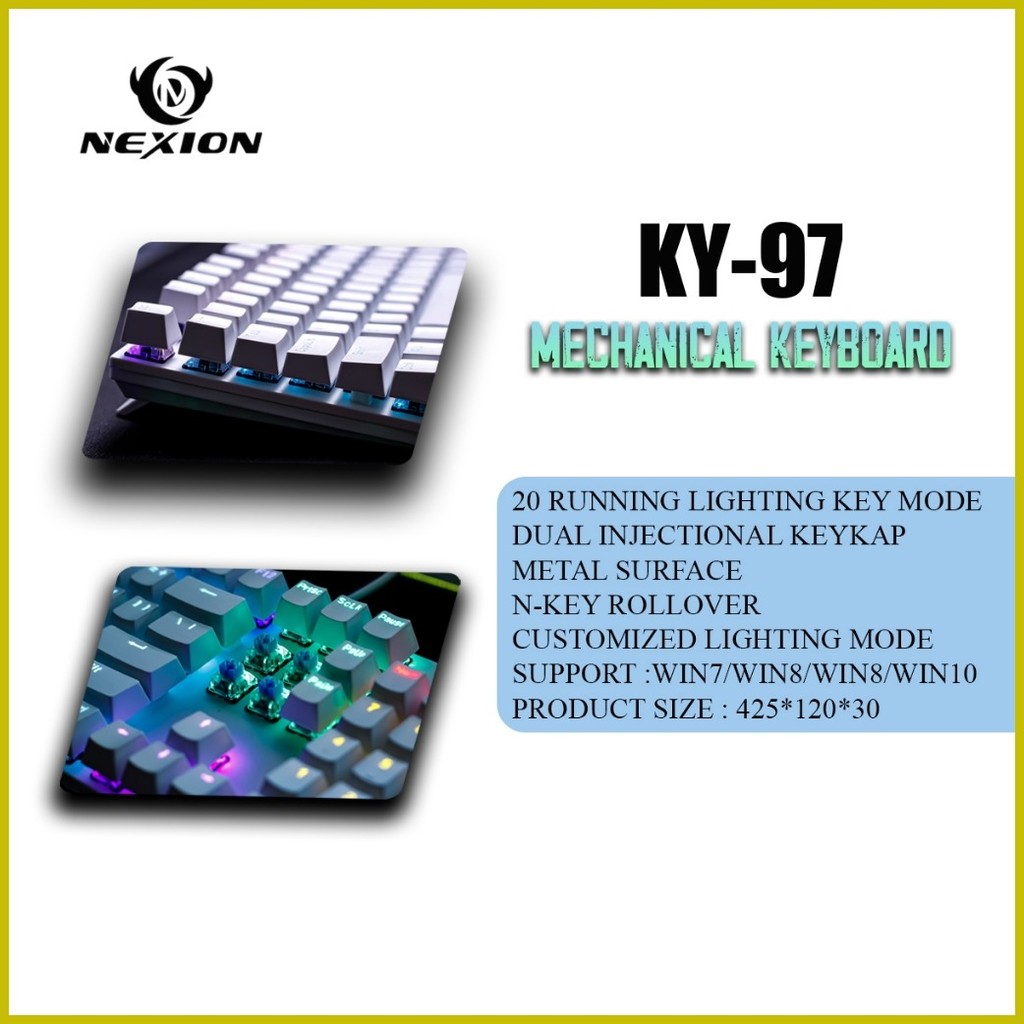 ♈ NEXION KY-97 Real Mechanical Keyboard usb wired 20 running lighting ...