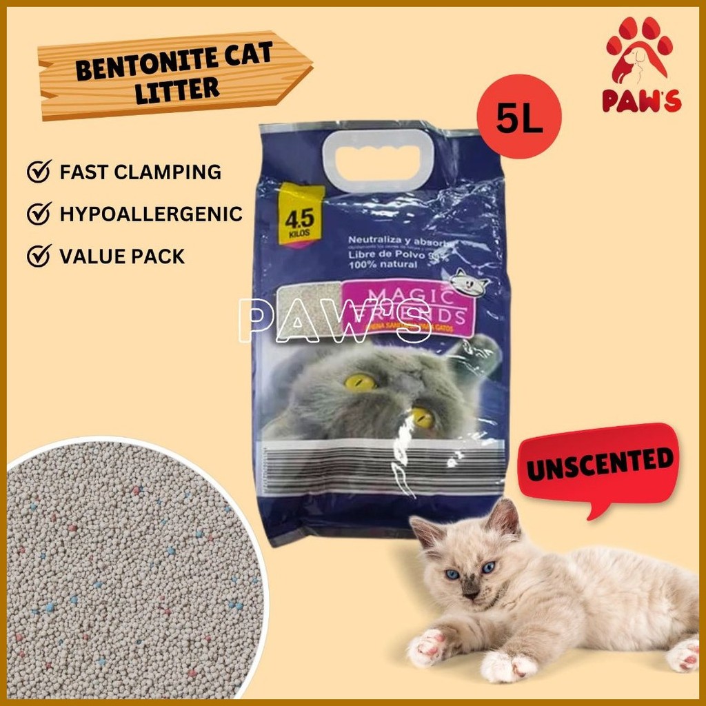 4.5kilos (UNSCENTED) MAGIC FRIENDS Bentonite Cat Litter Sand PAW'S PH ...