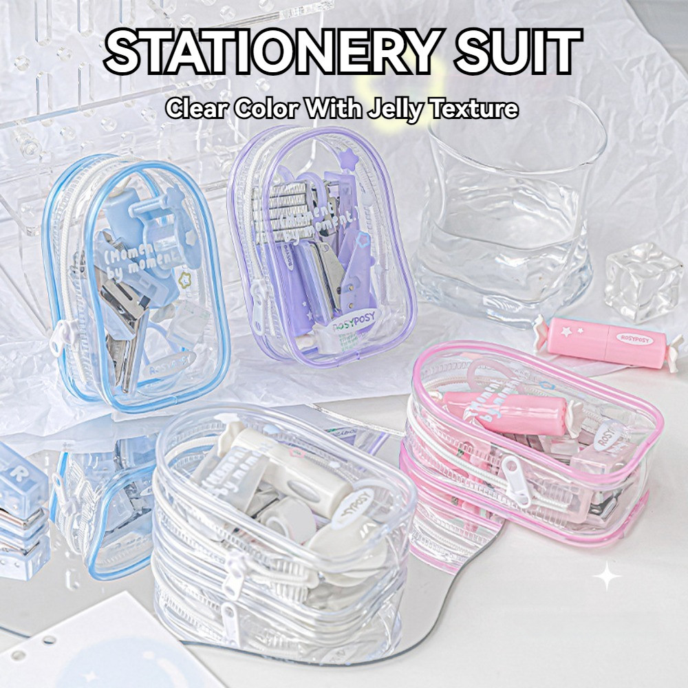 7IN1 Mini Stapler Staple Punch Hole Tape Machine Set Kids Stationery ...