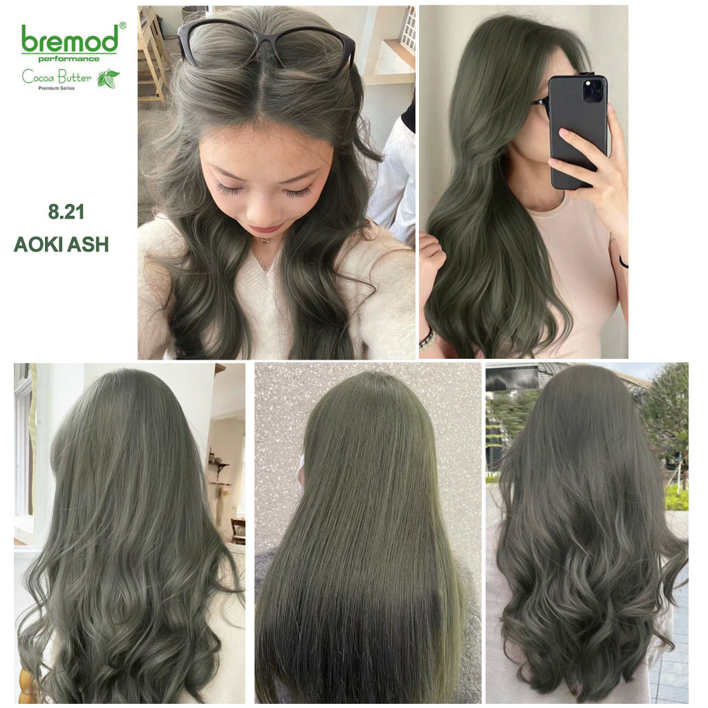 (HOT) Bremod Premium Hair Color 8.21 Aoki Ash 100ml Oxidizing Bleaching ...