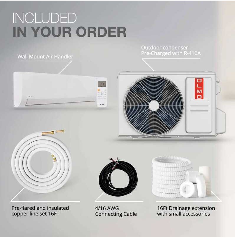 LY 12,000 Btu, 110/120V, 17.4 Seer2, Pre-Charged Ductless Mini Split ...