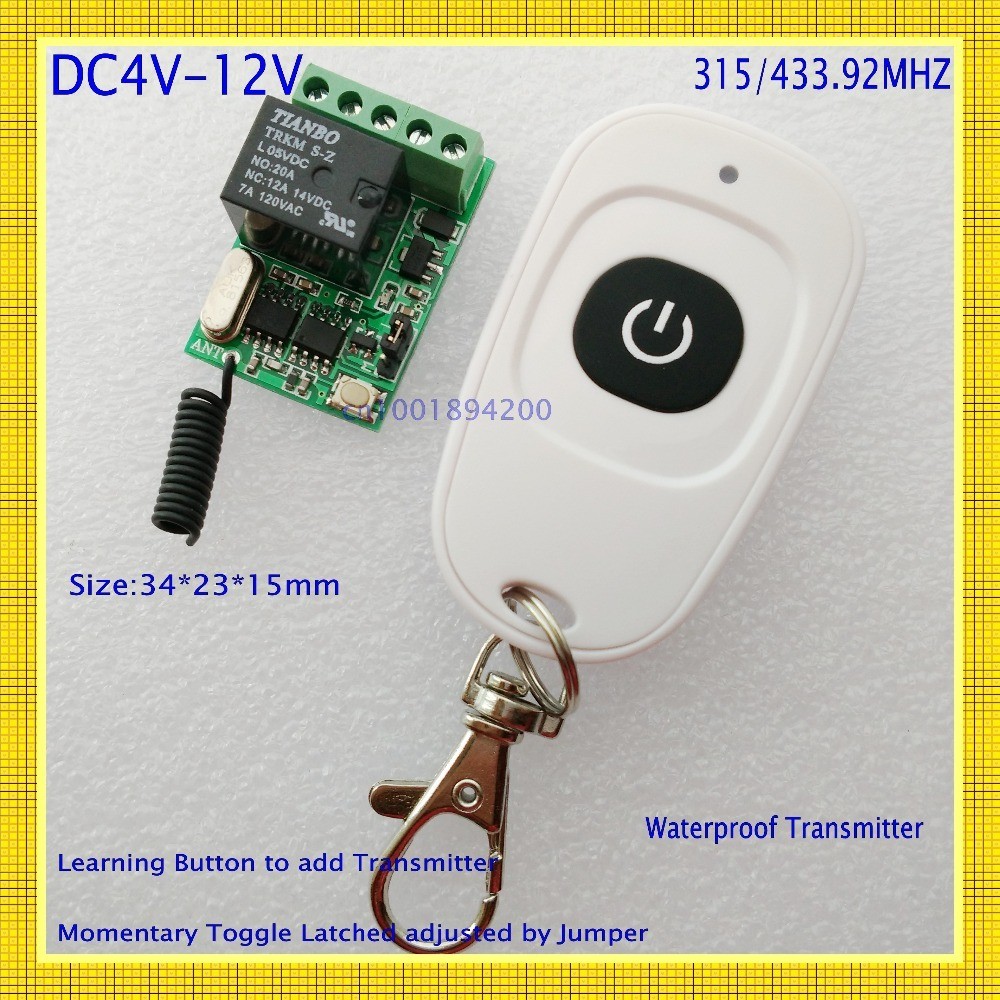 Dc4v 4.5V 5V 6V 7.4V 9V 12V Small Size Relay Remote Computer ON OFF ...