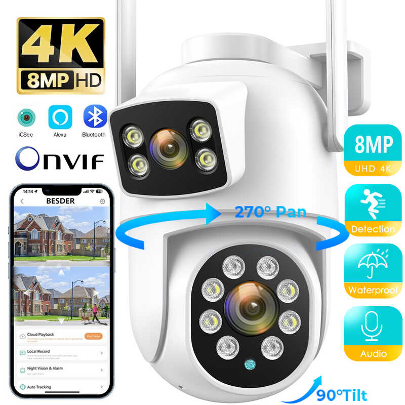 8MP BESDER PTZ Wifi Outdoor Night Vision Dual Screen Human Detection ...