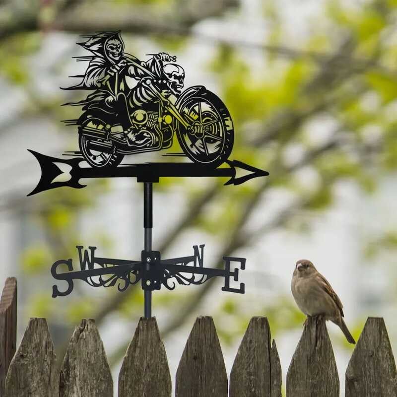 Skull Metal Knight Standing Wind Vanes Cottage Weather Vane Decor Roof ...