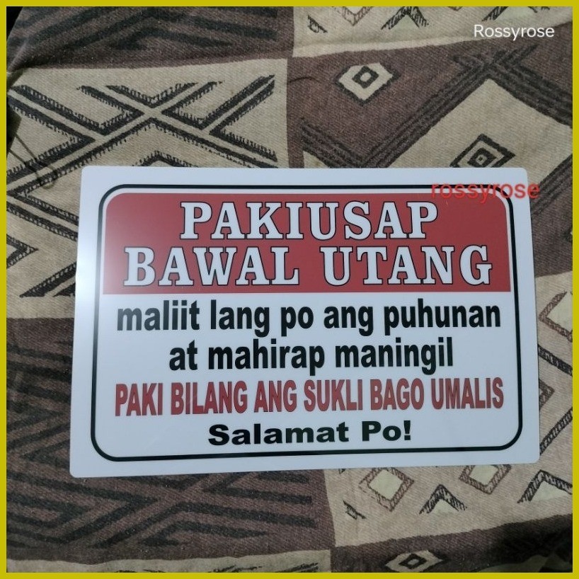 ☪ PVC Pakiusap Bawal Utang Paki Bilang ang sukli Bago umalis PVC ...