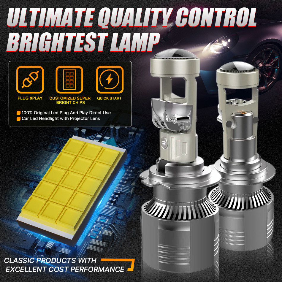 HLXG H7 H4 Canbus Car Headlight Mini Lens H11 H8 9005 9006 HB3 HB4 LED Projector Bulb 6000K Auto ...