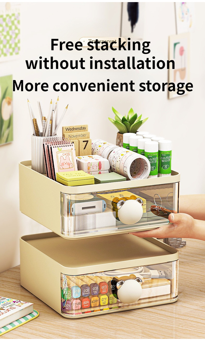 ABS/PP 3/4 layer drawer Storage cabinet organizer Desktop Box Drawer ...