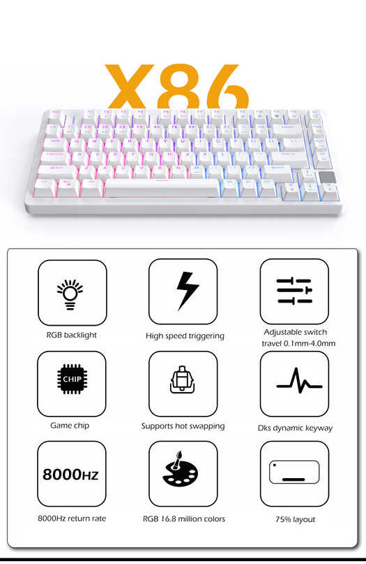 X86 ZUOYA Esporta Keyboard Wired Single Mode Quick Trigger Hot Plug ...