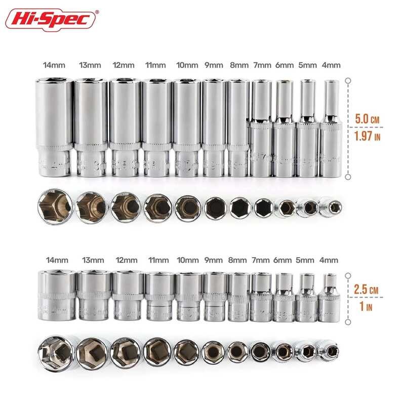 ve Socket Set 6 Point Short/Long Deep Sockets CRV Socket Wrench Set ...