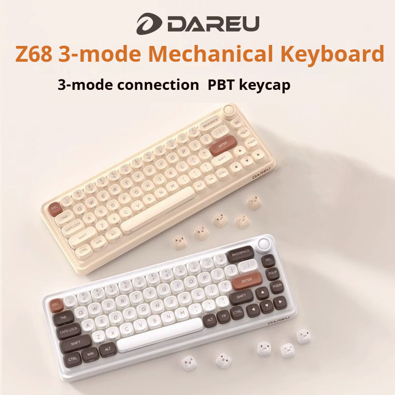 DAERU Z68 3 Mode Mechanical Keyboard White Light Sugarcube Series ...