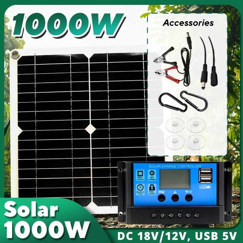 1000W Solar Panel 12V Solar Cell 10A-100A Controller Solar Plate Kit ...